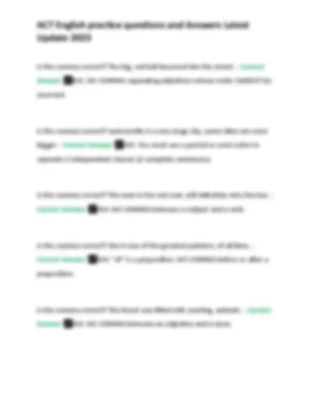 ACT English Practice Questions and Answers: Grammar and Punctuation ...