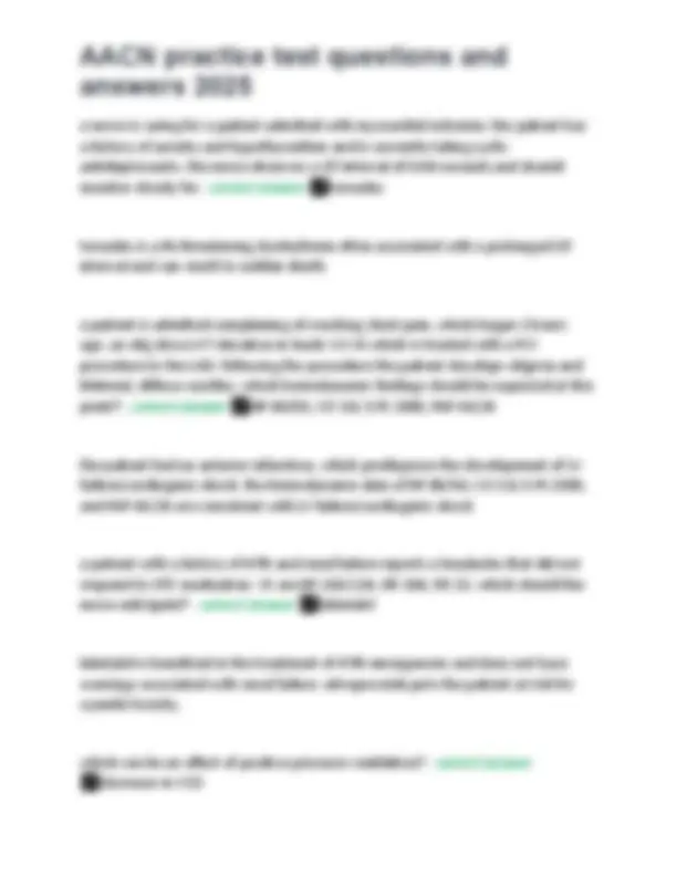 AACN Practice Test Questions and Answers: Cardiovascular and ...