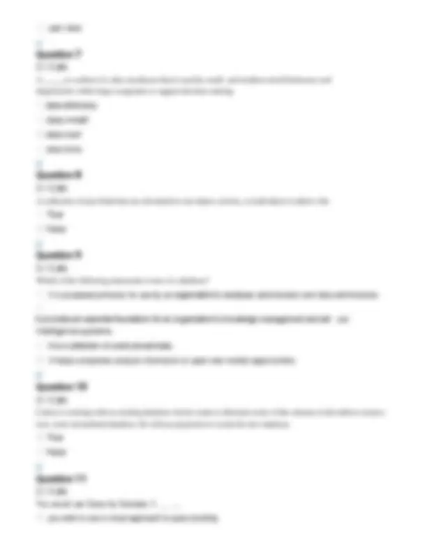 CSIS 100 Quiz: Databases and Big Data - Module 3: Week 3 | Exams Advanced Education | Docsity