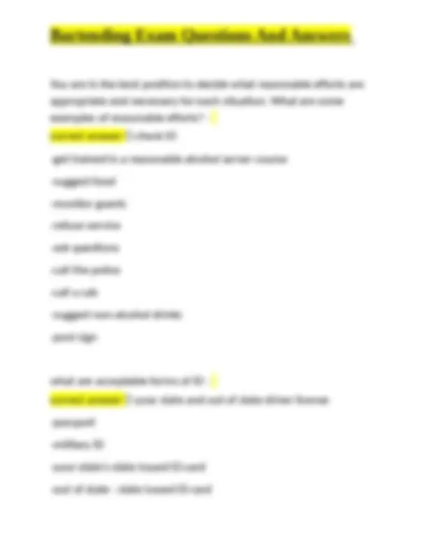 Bartending Exam Questions and Answers: A Guide to Responsible Alcohol ...