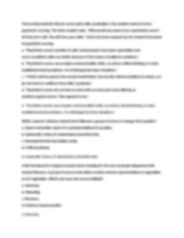 TEST BANK Chapter 01: Science and the Psychiatric Mental Health Nursing ...