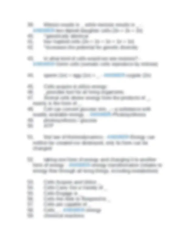 Cell Biology 2131: Chapter 1 - Introduction to Cell Biology Question ...