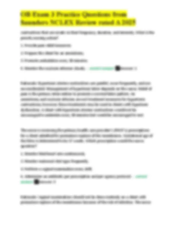 OB Exam 3 Practice Questions: A Comprehensive Review of Key Concepts in Obstetrics | Exams ...