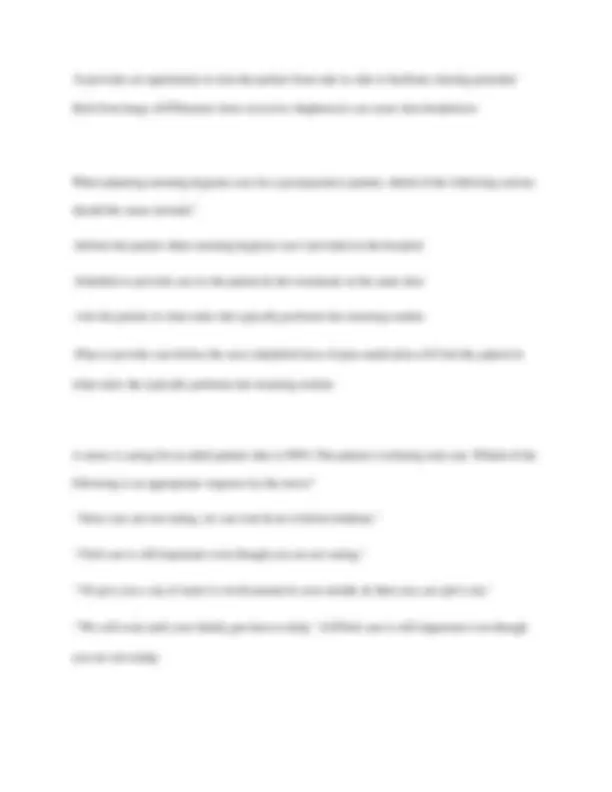 Personal Hygiene Post Test Questions and Answers | Exams Nursing | Docsity