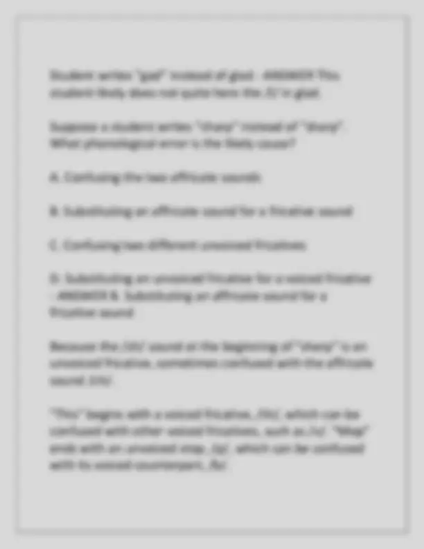 LETRS Unit 2: Phonological Awareness and Processing - Questions and ...