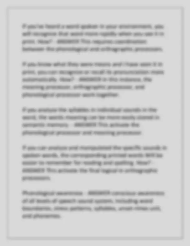 LETRS Unit 2: Phonological Awareness and Processing - Questions and ...