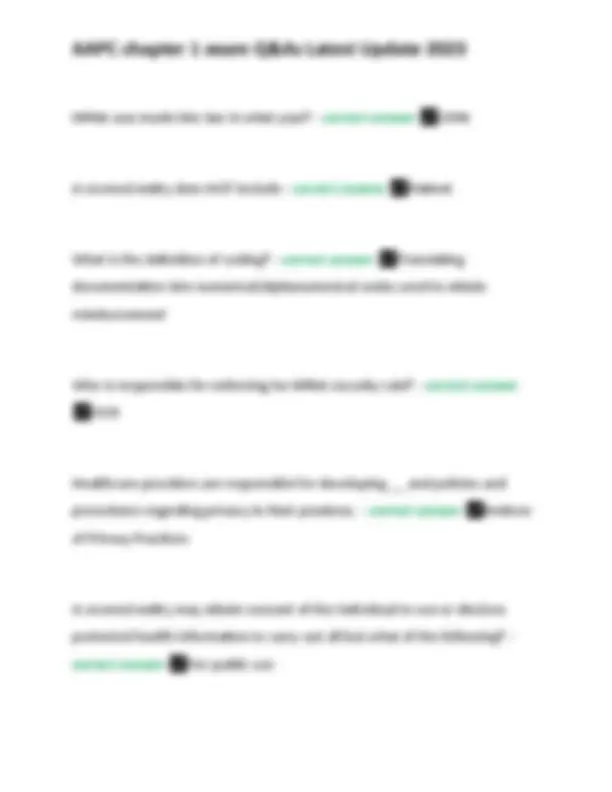 AAPC Chapter 1 Exam Q&As: Latest Update 2023 | Exams Nursing | Docsity