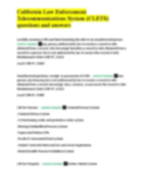 California Law Enforcement Telecommunications System (CLETS) Questions ...