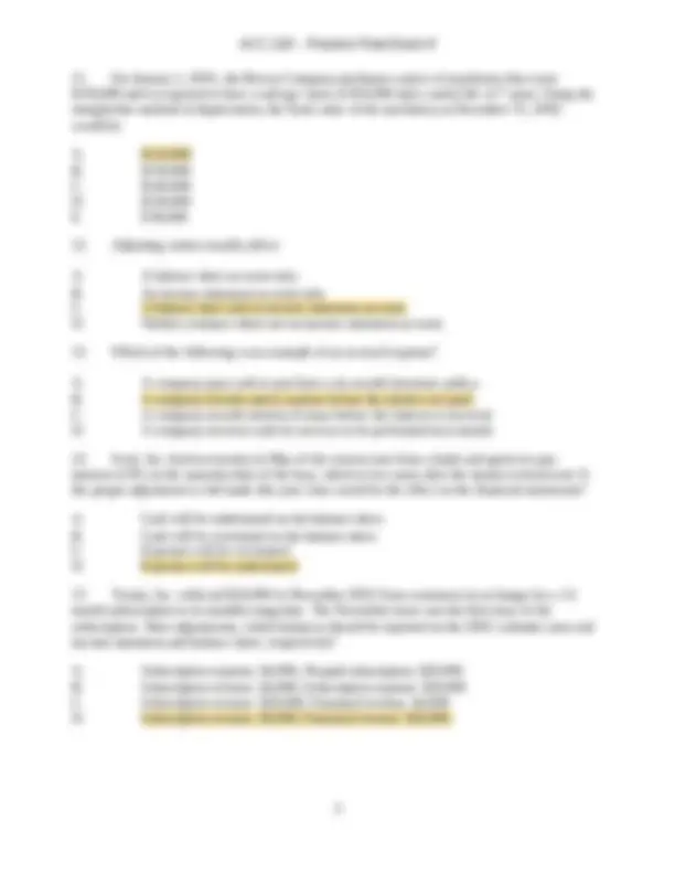 ACC 210 - Practice Final Exam II: Accounting Principles and Concepts ...