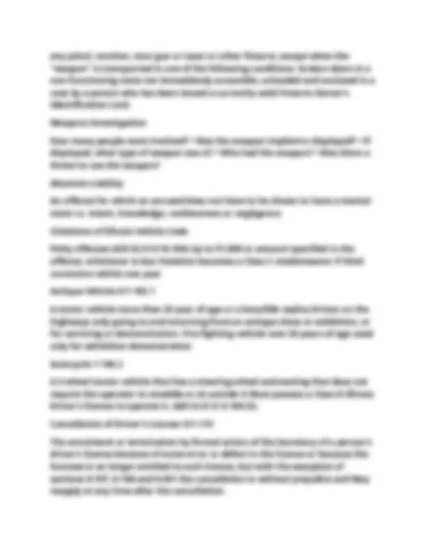 Illinois Vehicle Code: Definitions and Offenses | Exams Biology | Docsity