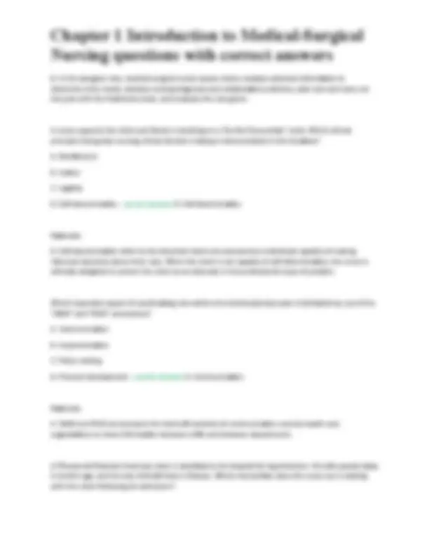 Chapter 1 Introduction to Medical-Surgical Nursing questions with ...
