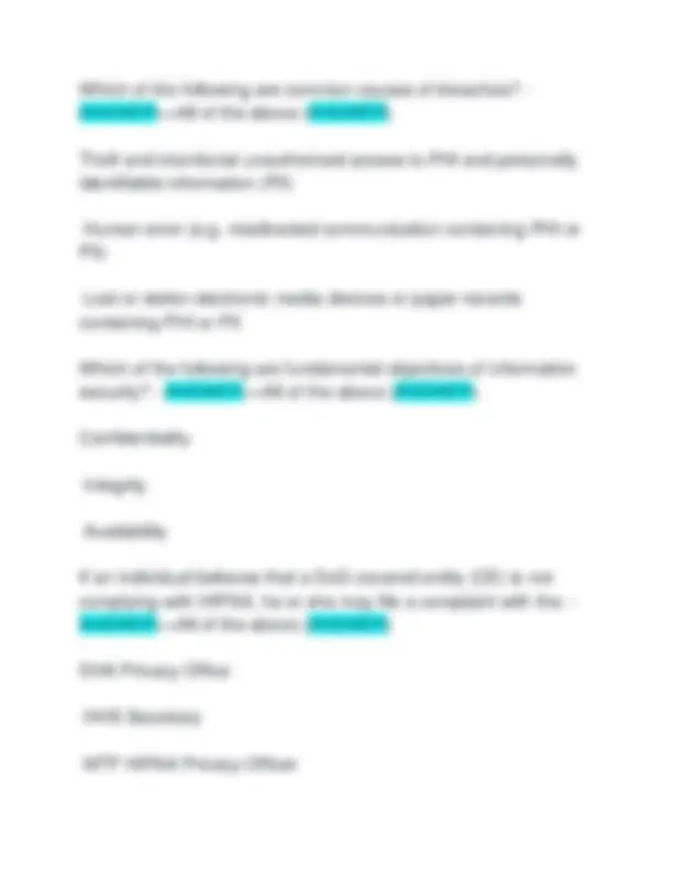 HIPAA and Privacy Act Training -JKO Exam 2024-2025 Questions and Correct Answers | Exams Social ...