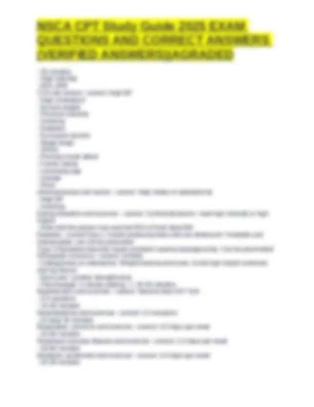 NSCA CPT Study Guide 2025 EXAM QUESTIONS AND CORRECT ANSWERS (VERIFIED ...