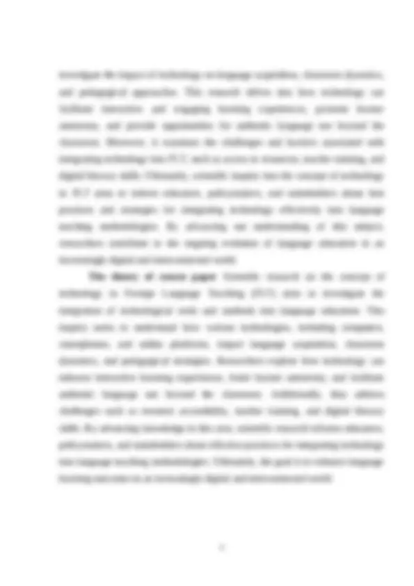 The concept of technology in FLT | Study Guides, Projects, Research English Literature | Docsity