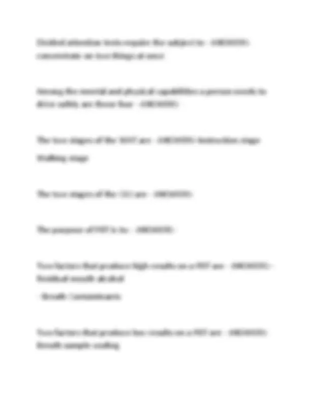 NHTSA SFST Test Exam: Questions and Answers for Law Enforcement | Exams ...