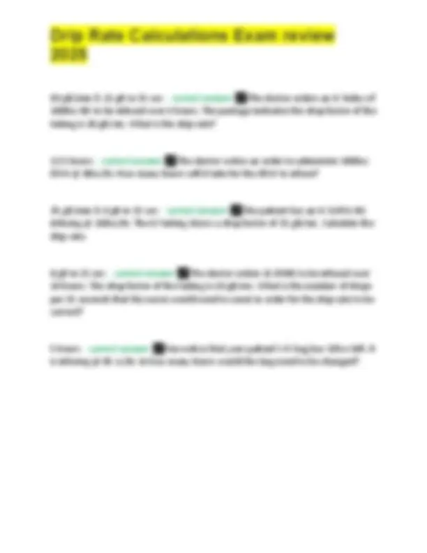 Drip Rate Calculations Exam Review: Practice Problems and Solutions ...