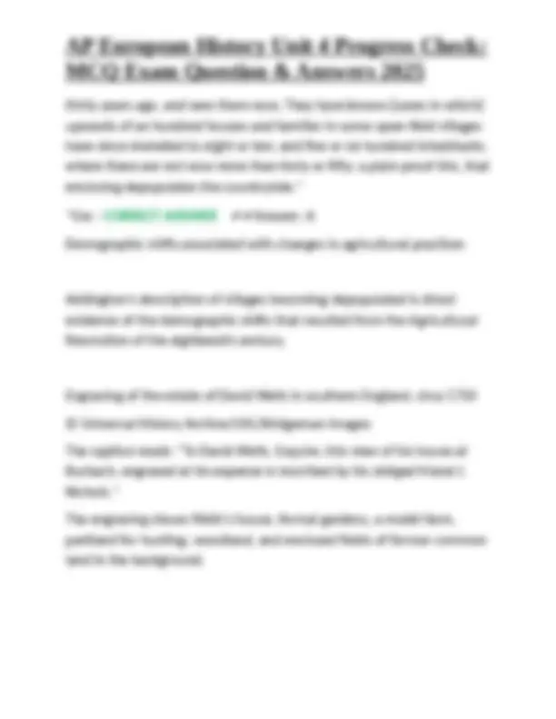 AP European History Unit 4 Progress Check: MCQ Exam Question & Answers ...