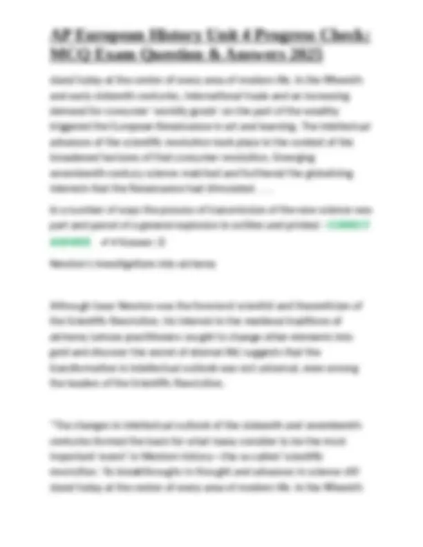AP European History Unit 4 Progress Check: MCQ Exam Question & Answers ...
