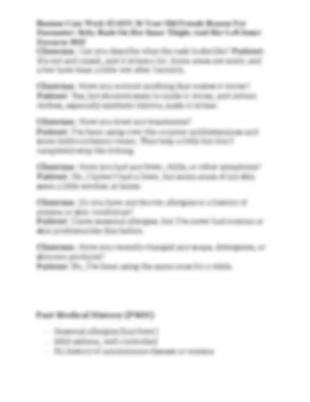 Ihuman Case Week #2 6531 36 Year Old Female Reason For Encounter; Itchy ...