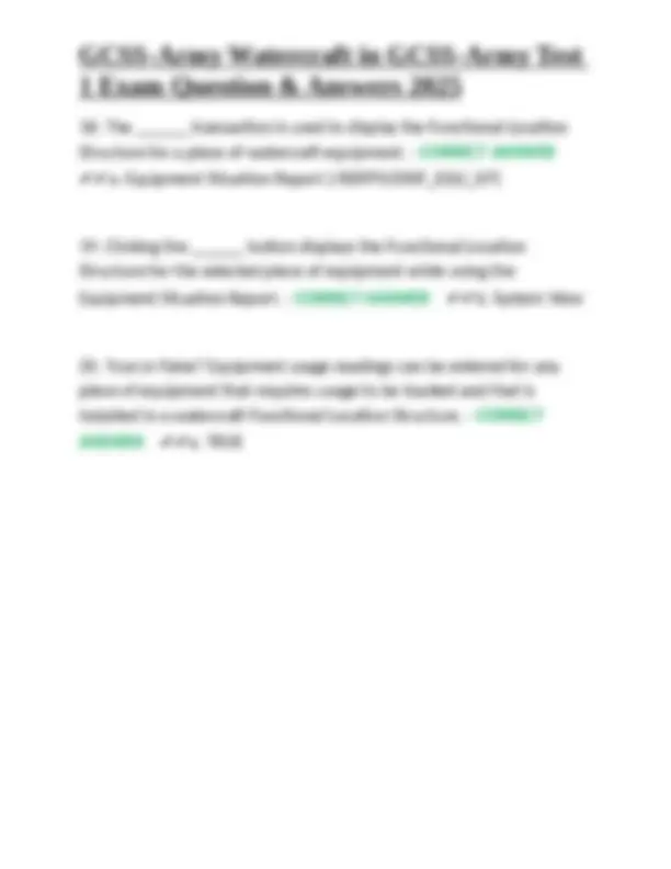 GCSS-Army Watercraft in GCSS-Army Test 1 Exam Question & Answers 2025 ...