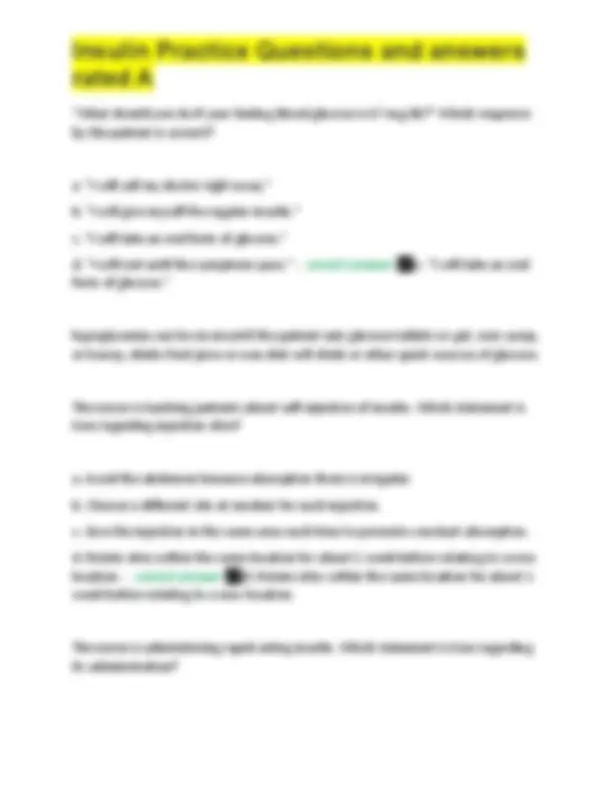 Insulin Practice Questions and Answers: A Comprehensive Guide for ...