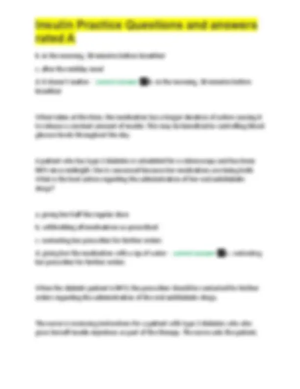 Insulin Practice Questions and Answers: A Comprehensive Guide for ...
