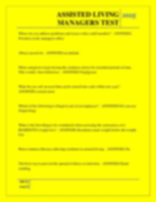 Assisted Living Managers Test: Comprehensive Practice Questions and ...
