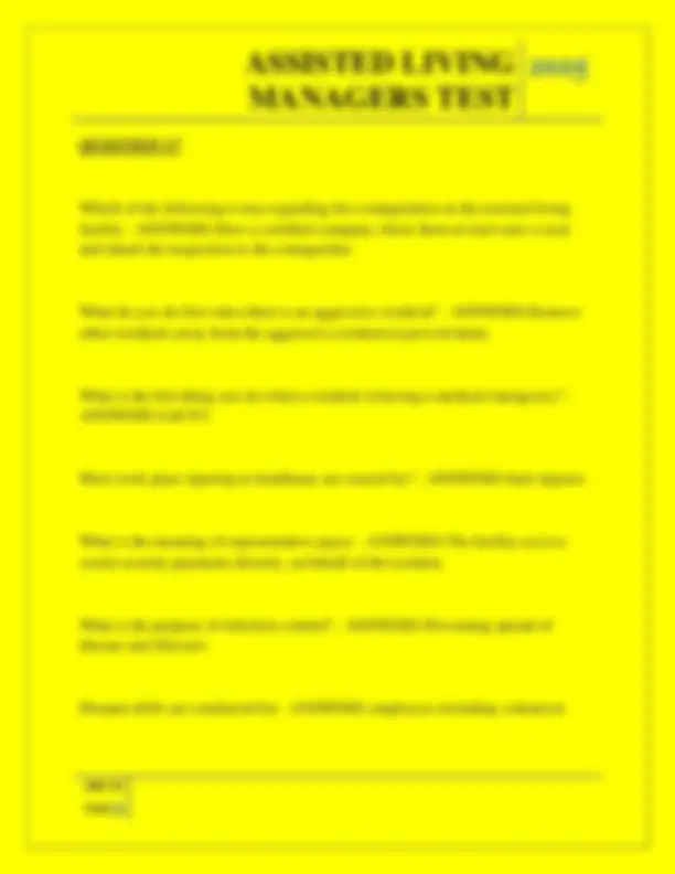 Assisted Living Managers Test: Comprehensive Practice Questions and ...