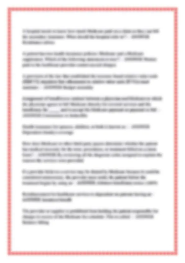 Medical Billing and Coding: Questions and Answers | Exams Nursing | Docsity