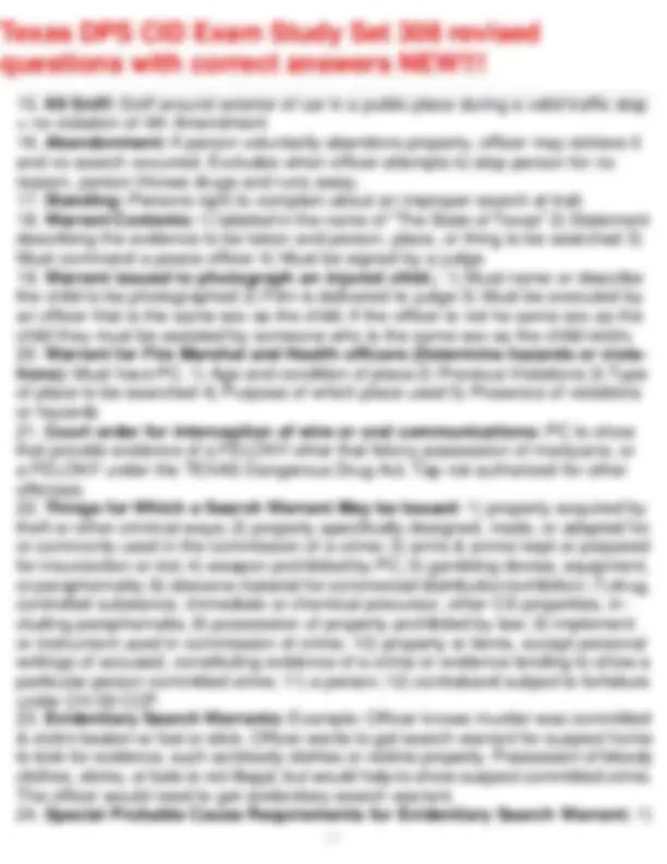Texas DPS CID Exam Study Set 308: Revised Questions and Answers on ...