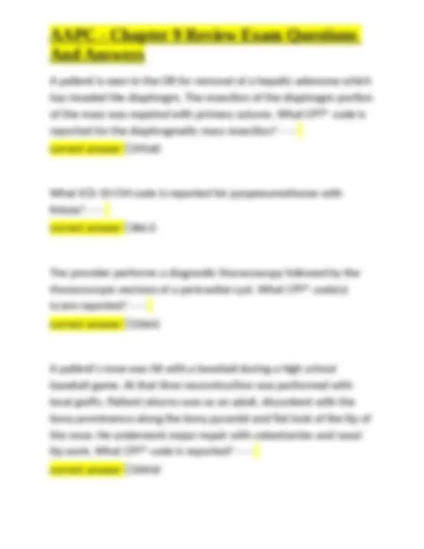 AAPC - Chapter 9 Review Exam Questions And Answers | Exams Health sciences | Docsity