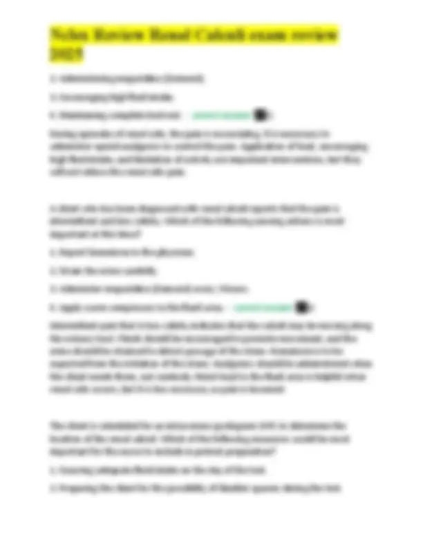 Nclex Review: Renal Calculi Exam Review | Exams Nursing | Docsity