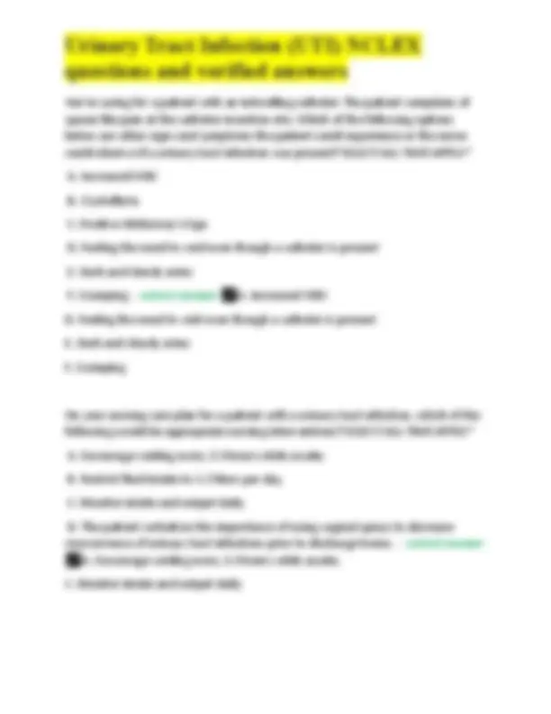Urinary Tract Infection (UTI) NCLEX Questions and Answers | Exams ...