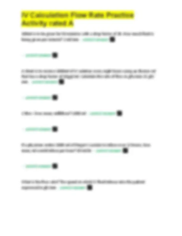 IV Calculation Flow Rate Practice Activity rated A. | Exams Nursing ...