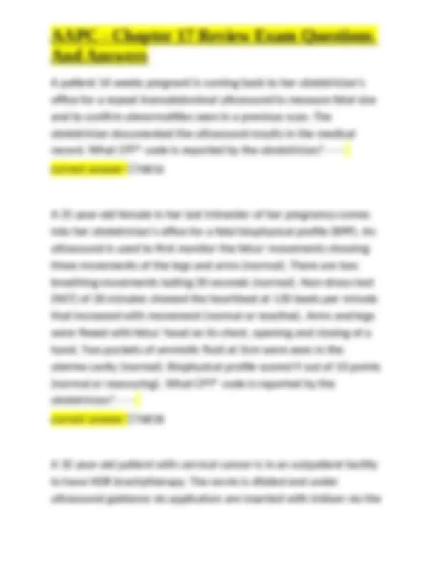 AAPC - Chapter 17 Review Exam Questions And Answers | Exams Health sciences | Docsity