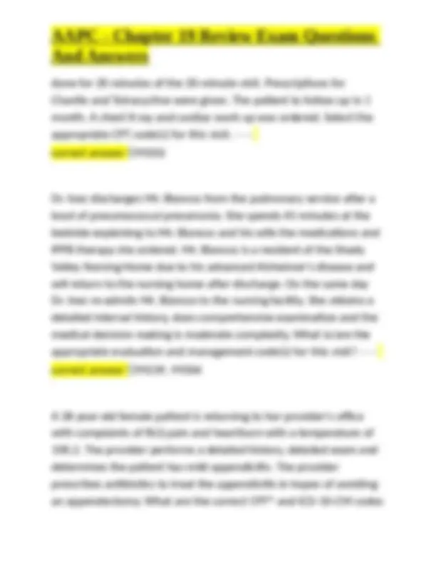 AAPC - Chapter 19 Review Exam Questions And Answers | Exams Health sciences | Docsity