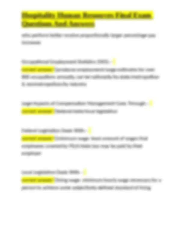Hospitality Human Resources Final Exam Questions And Answers | Exams ...