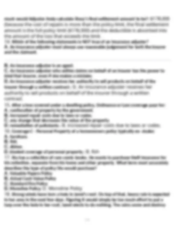 FLORIDA CERTIFIED ADJUSTER PRE-LICENSING EXAM QUESTIONS UPDATED WITH ...