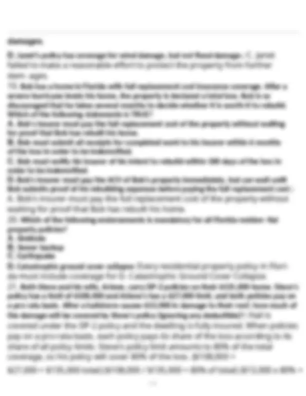 FLORIDA CERTIFIED ADJUSTER PRE-LICENSING EXAM QUESTIONS UPDATED WITH ...