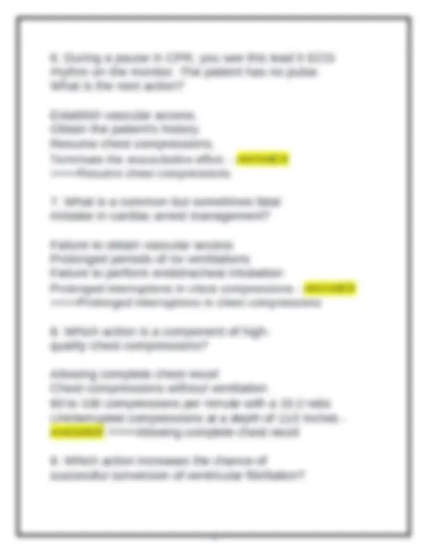 Advanced Cardiovascular Life Support (ACLS) Actual Exam 200 Questions ...