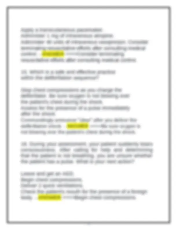 Advanced Cardiovascular Life Support (ACLS) Actual Exam 200 Questions ...