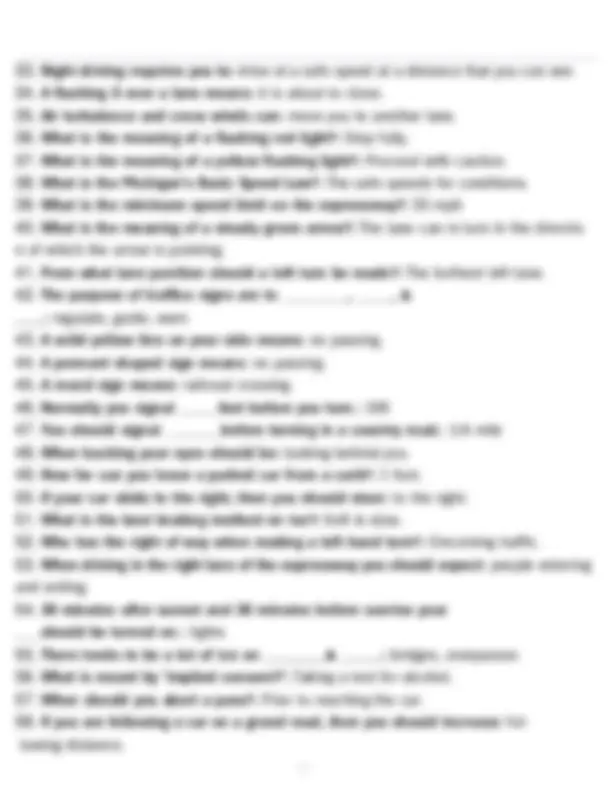 State Driving Test (Michigan State Brakes)Questions and Answers Latest ...