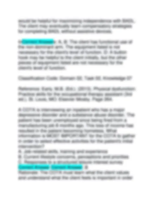 NBCOT-COTA Exam 2025: Practice Questions and Answers with Rationales ...