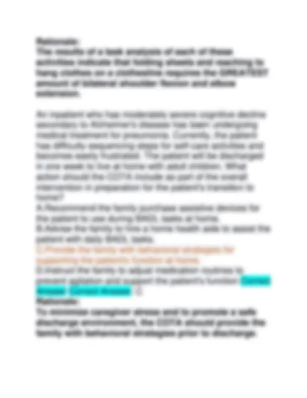 NBCOT-COTA Exam 2025: Practice Questions and Answers with Rationales ...