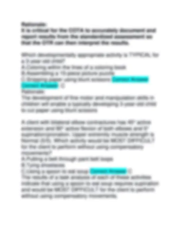 NBCOT-COTA Exam 2025: Practice Questions and Answers with Rationales ...