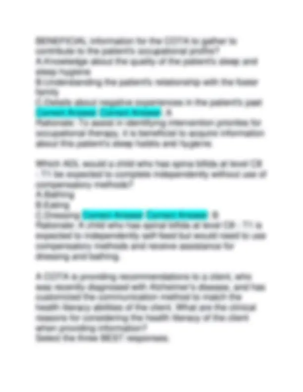 NBCOT-COTA Exam 2025: Practice Questions and Answers with Rationales ...