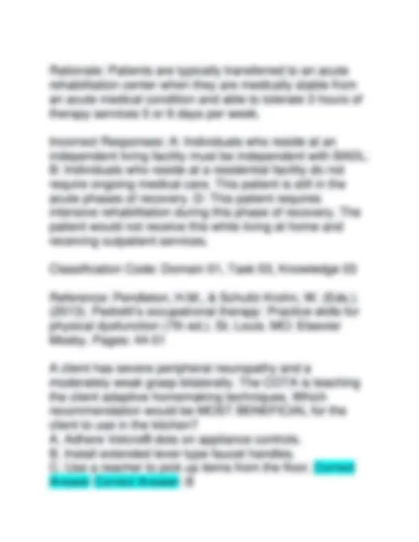 NBCOT-COTA Exam 2025: Practice Questions and Answers with Rationales ...