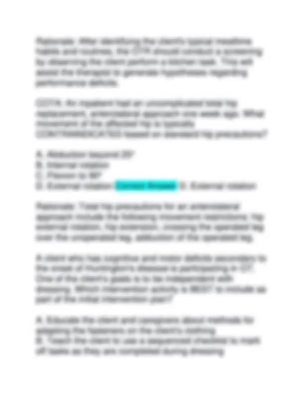 NBCOT-COTA Exam 2025: Practice Questions and Answers with Rationales ...