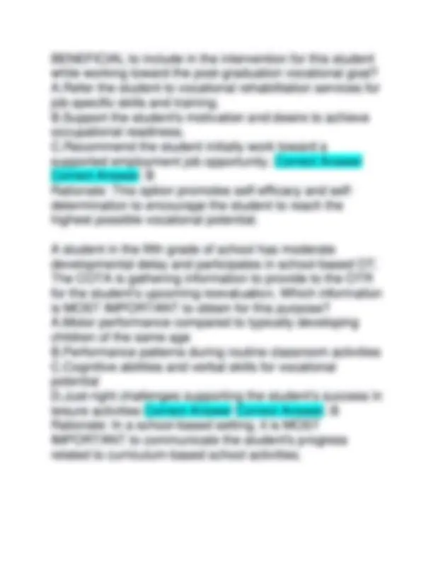 NBCOT-COTA Exam 2025: Practice Questions and Answers with Rationales ...