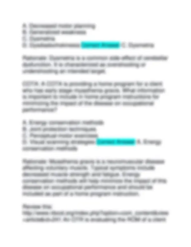 NBCOT-COTA Exam 2025: Practice Questions and Answers with Rationales ...